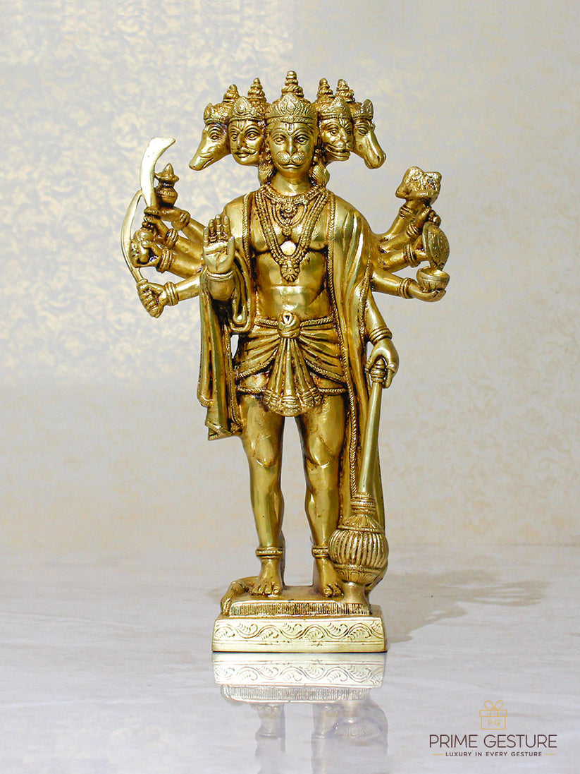 Panchamukhi Hanuman Standing Brass Idol – Symbol of Courage & Protection